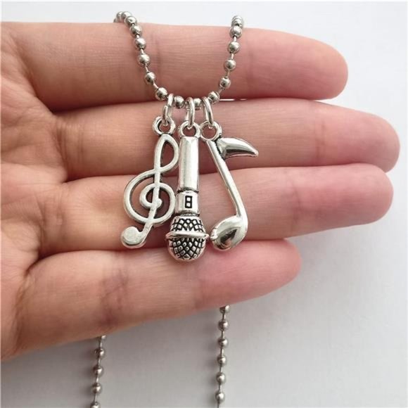 Jewelry | Music Notes And Microphone Necklace Cool Musical Charm ...